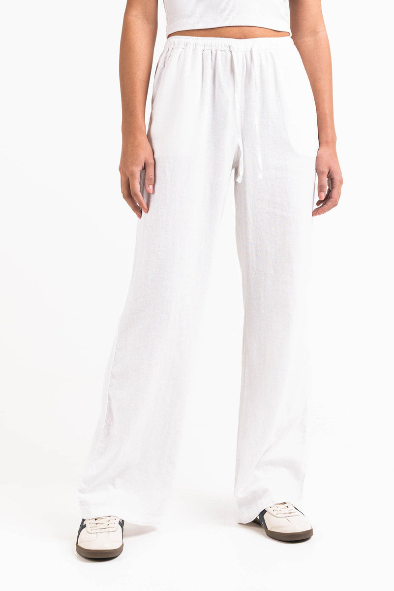 Mila 01High Straight Linen Pants - White – MADLADY