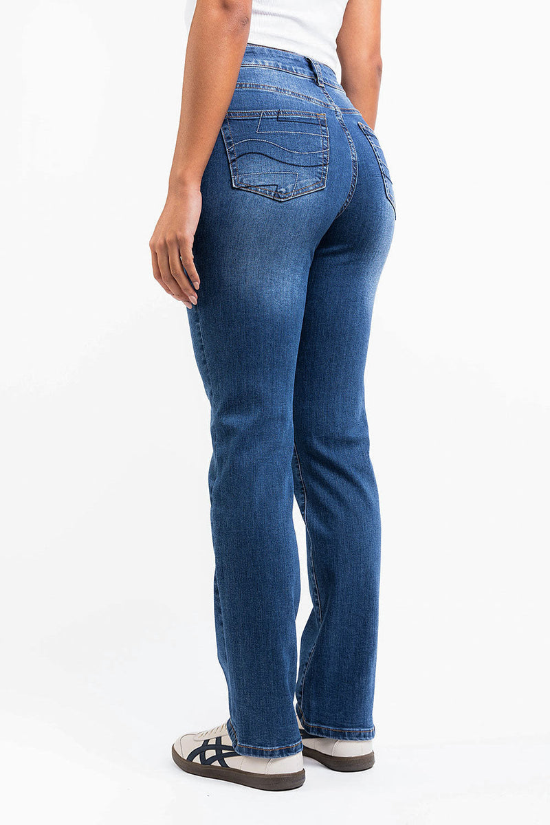 Ingrid 01High Straight Jeans - Mid Blue – MADLADY
